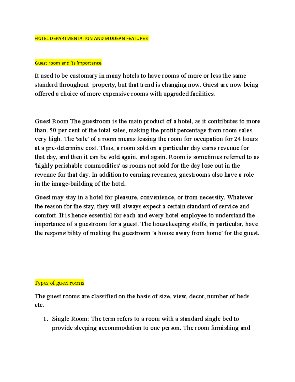 It is a lecture note for front office management - HOTEL ...