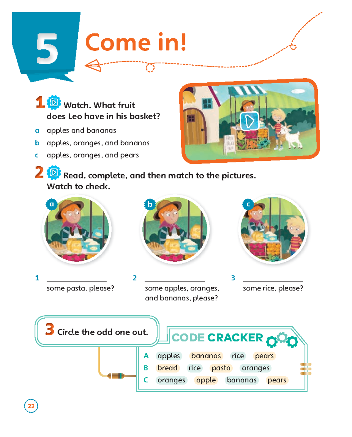 English Code 2 Grammar Book - 111 Watch. What fruit does Leo have in ...