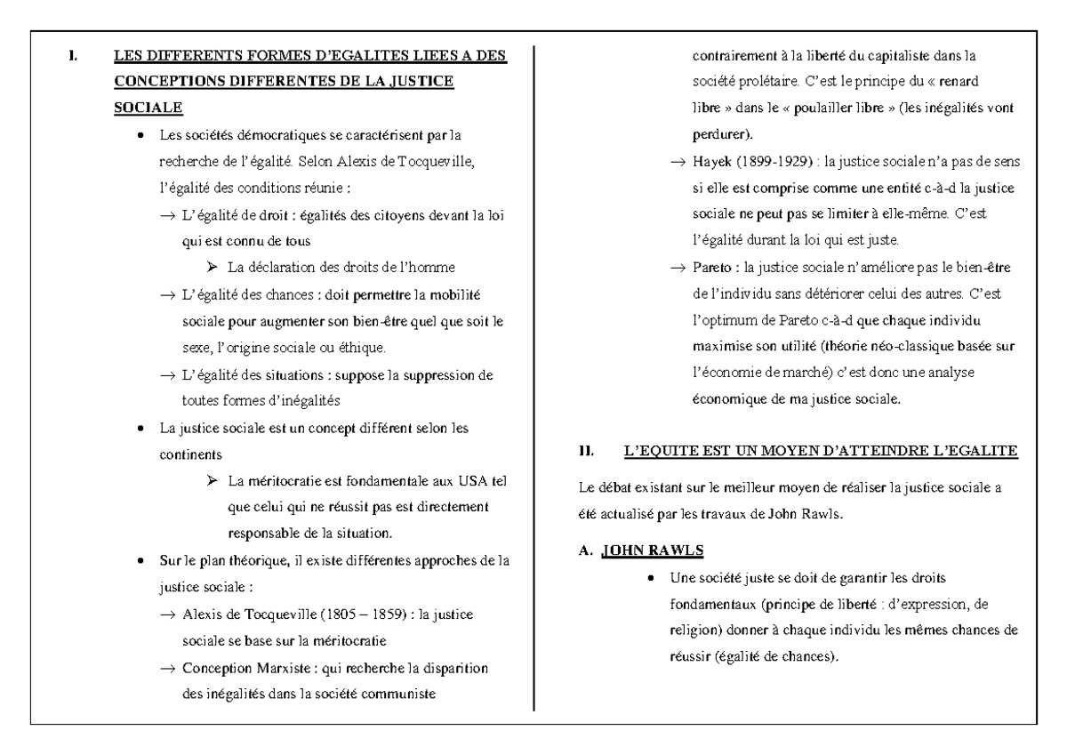 Justice Sociale - Sociologie Des Organisations - Studocu