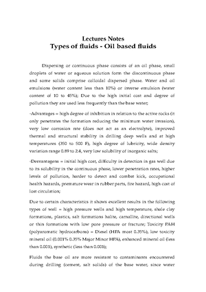 Types of fluids - Resumo Fluidos De Perfuração E Completação - STUDENT ...