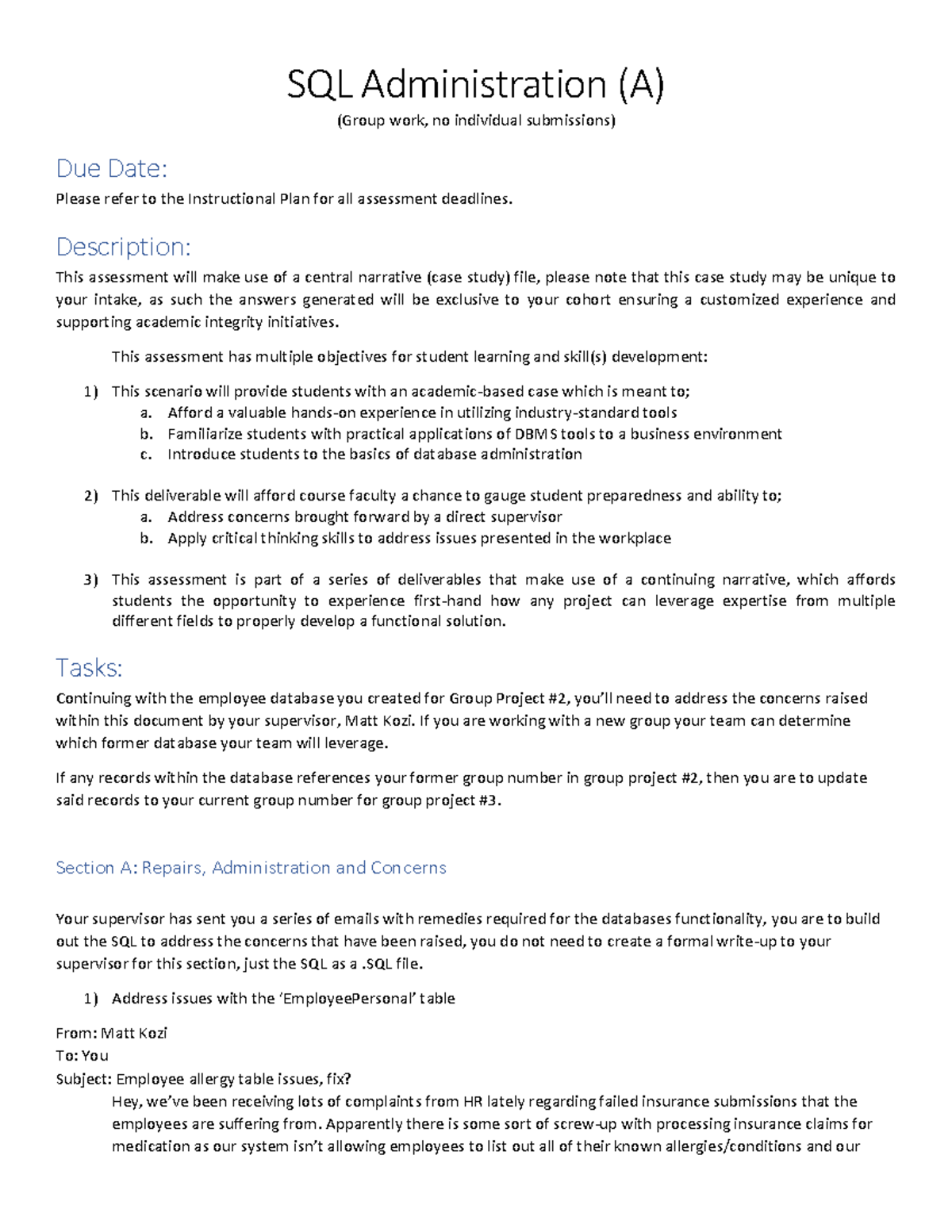 Group Assessment - SQL Administration - 6.4.1.2. - Ver 1.0a - Group ...