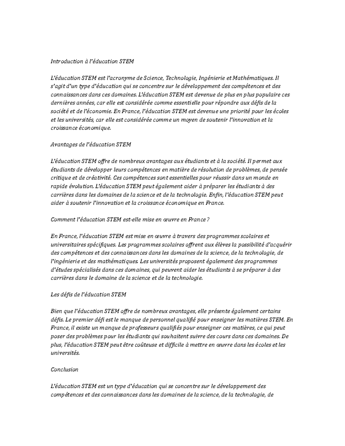 STEM Education Study Notes - Introduction à l'éducation STEM L ...