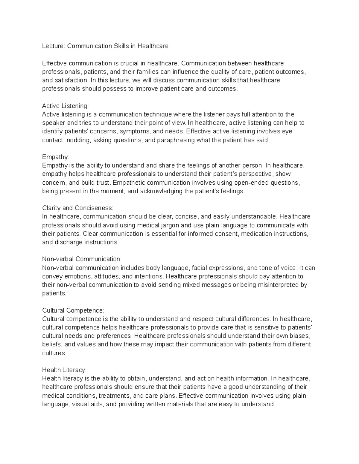 Health Communications (HLE-2410) Lecture 16 - Communication Skills in ...