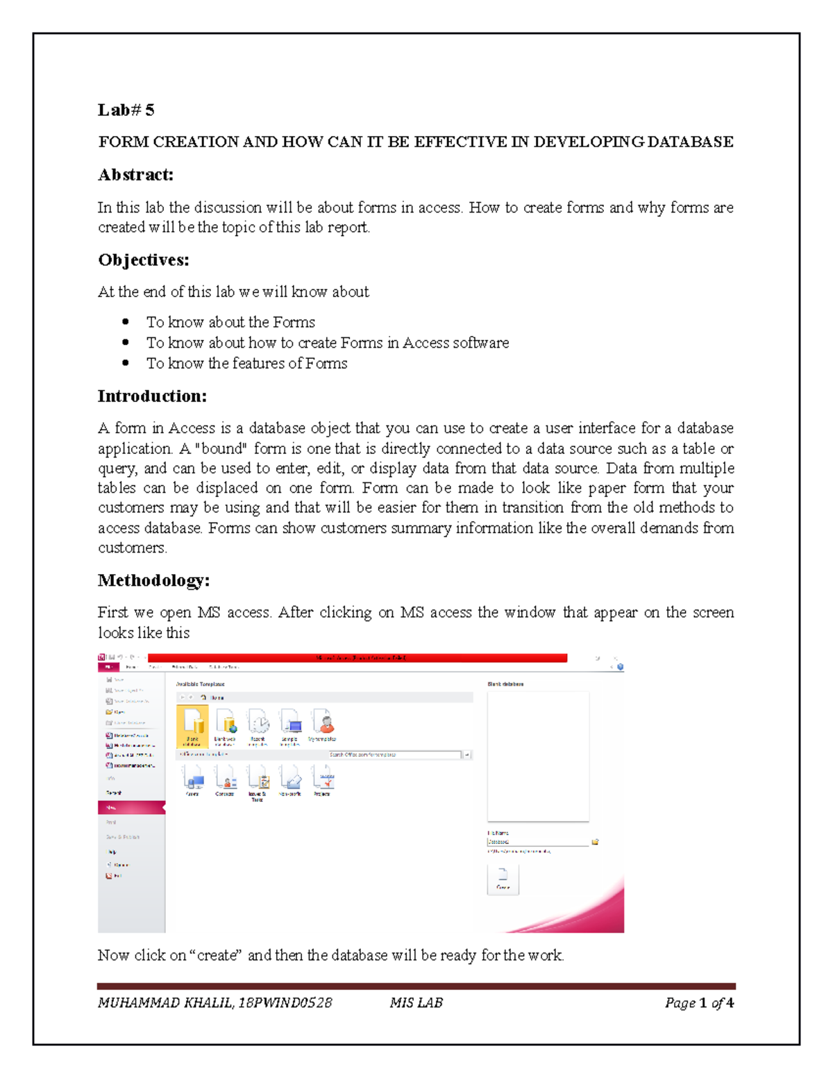 Mis Lab 05 Lab Work Lab 5 Form Creation And How Can It Be Effective In Developing Database