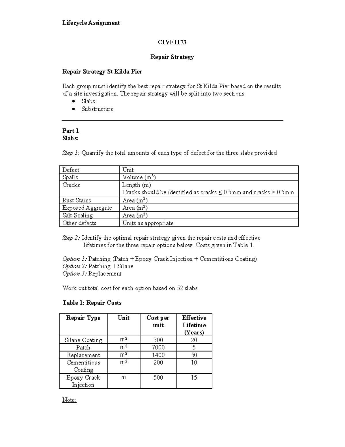 Repair Strategy Assignment 2 CIVE1173 2020 v2 - CIVE Repair Strategy ...