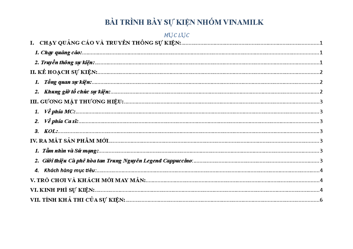 Word NHÓM Vinamilk - Hành vi KH - BÀI TRÌNH BÀY SỰ KIỆN NHÓM VINAMILK I ...