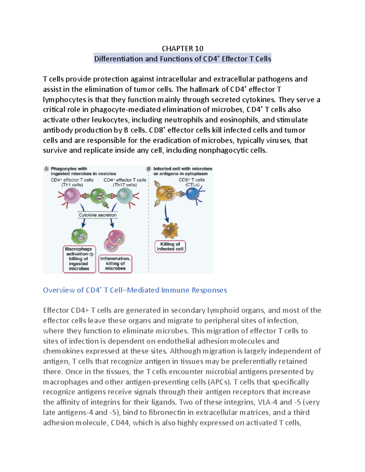 Chapter 10 synopsis - Chapter short notes - Cellular and Molecular ...