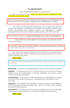 FS Script - Notes - FS SCRIPT GENERALIZATION Good morning, class ...