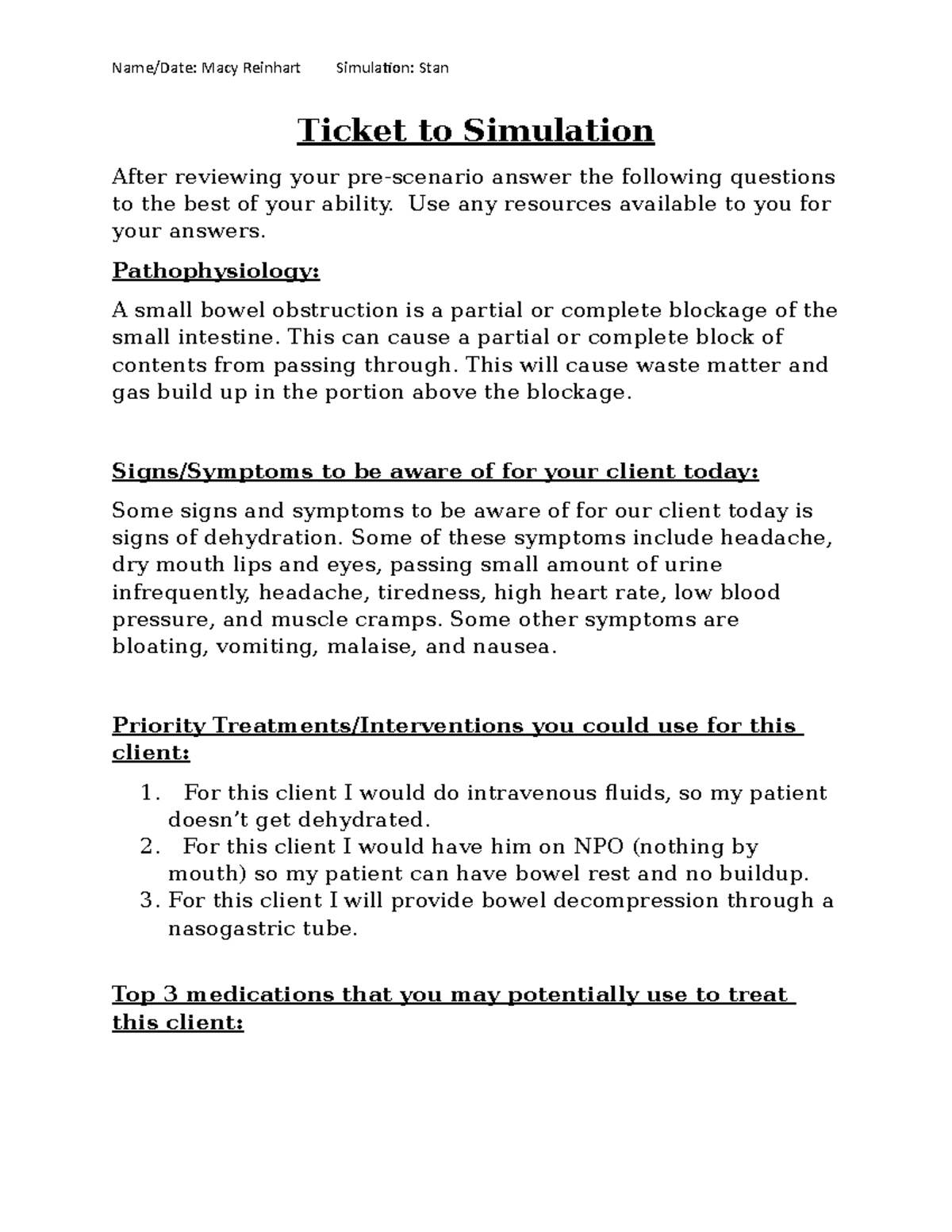 Stan - Stan sim - Name/Date: Macy Reinhart Simulation: Stan Ticket to ...