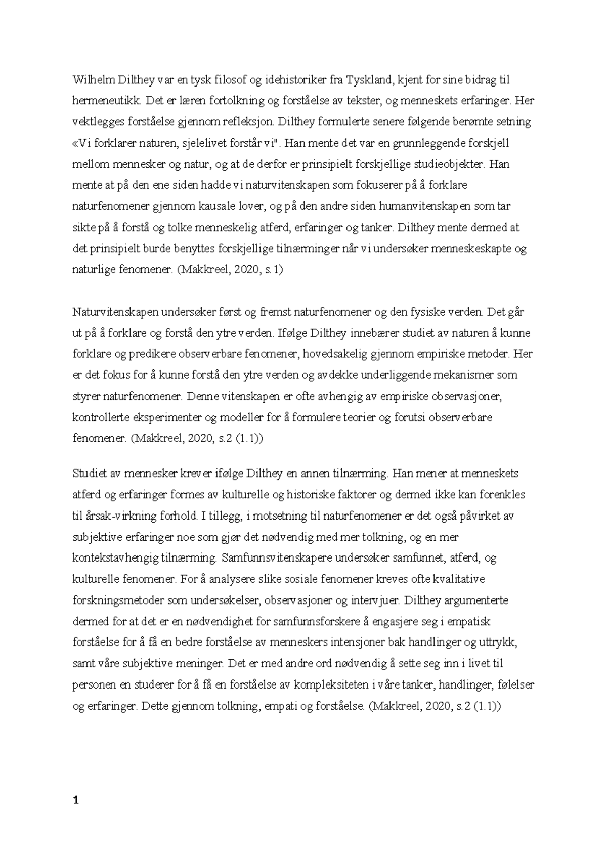 Kladd oppgave - Wilhelm Dilthey var en tysk filosof og idehistoriker ...