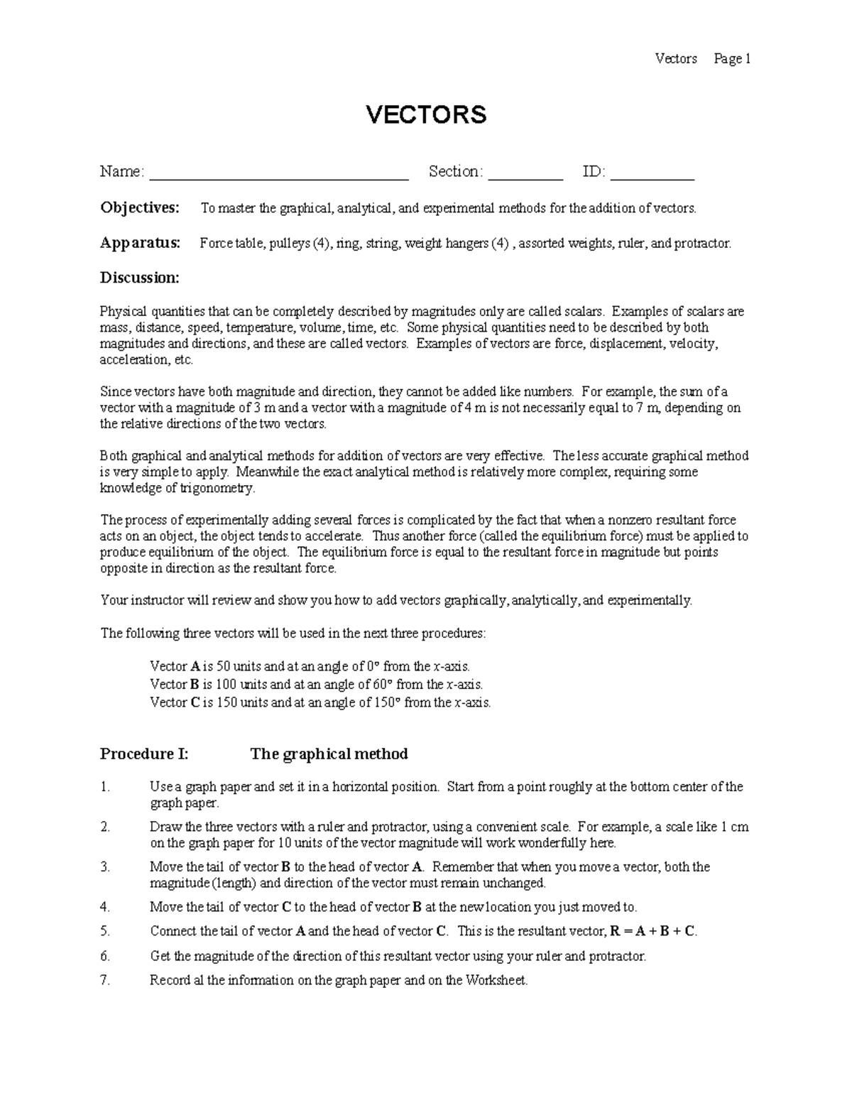 04 Vectors-1 - 04 Vectors-1 Lab - VECTORS Name ...