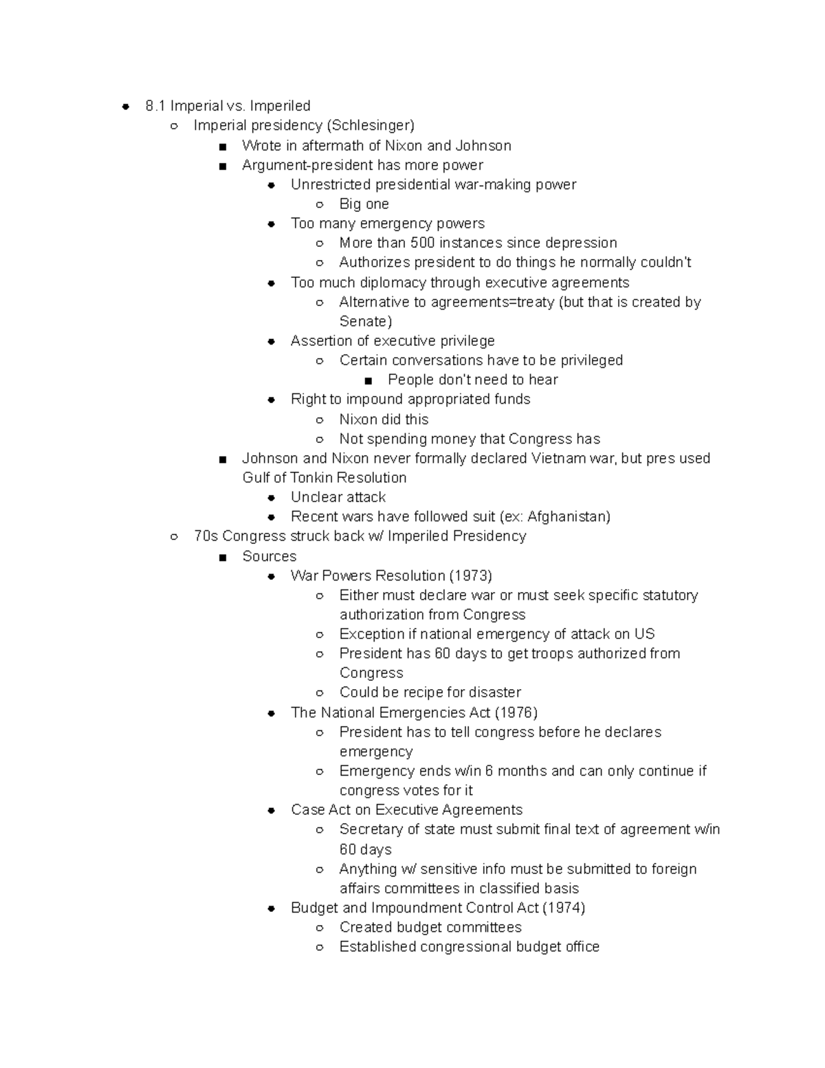 Module 8 Lecture - 8 Imperial vs. Imperiled Imperial presidency ...