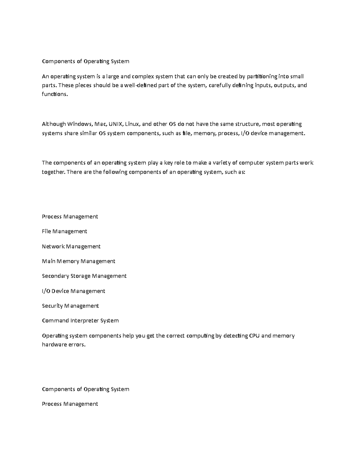 Components Of O Wps Office Components Of Operating System An Operating System Is A Large And