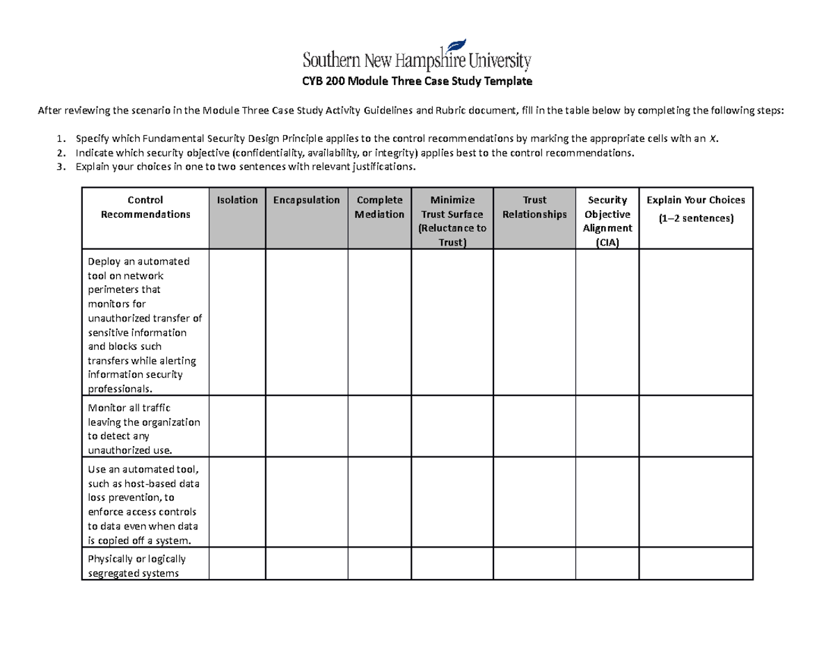 CYB 200 Module Three Case Study Template - CYB 200 Module Three Case ...