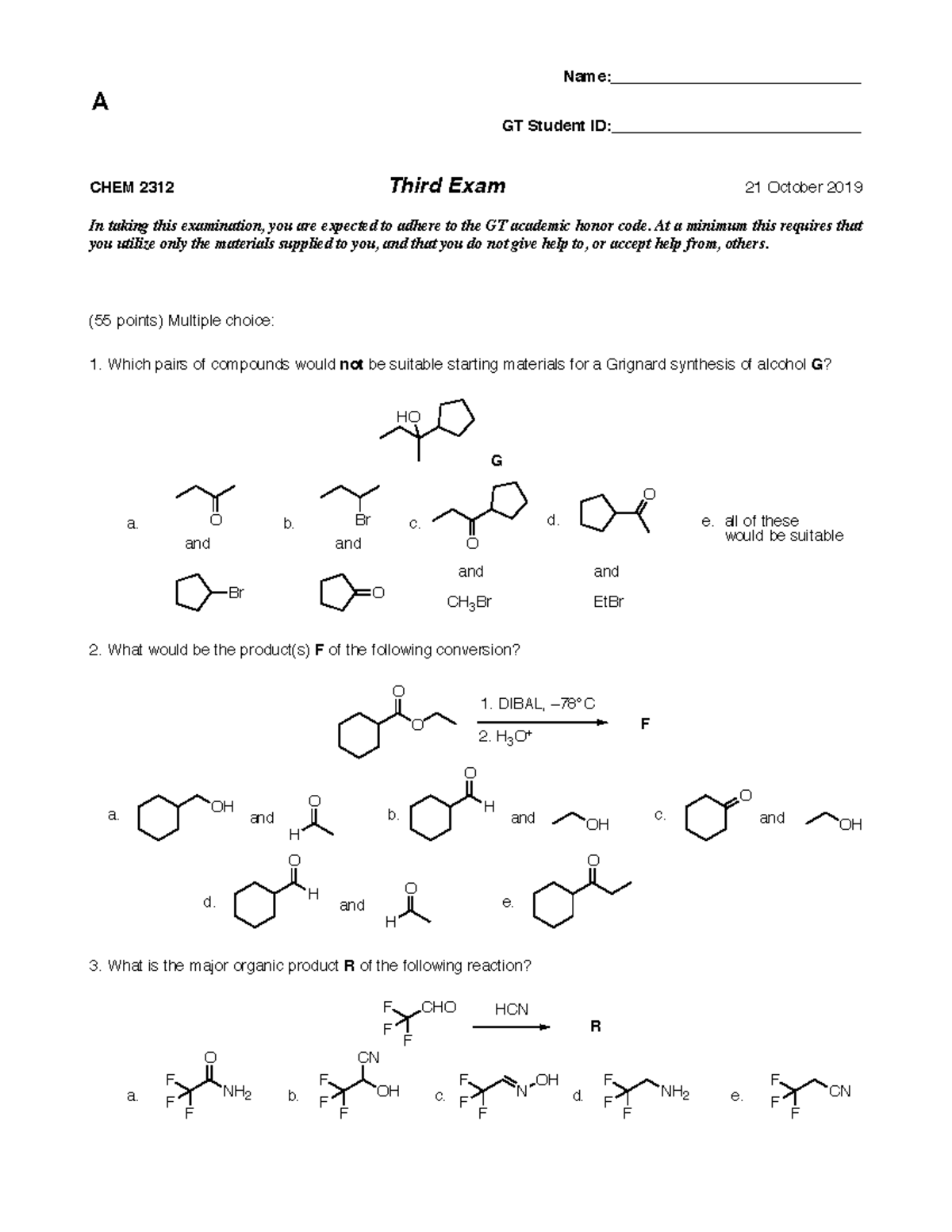 FA19 Exam 3 - Practice Tests - Name:_____________________________ A GT ...