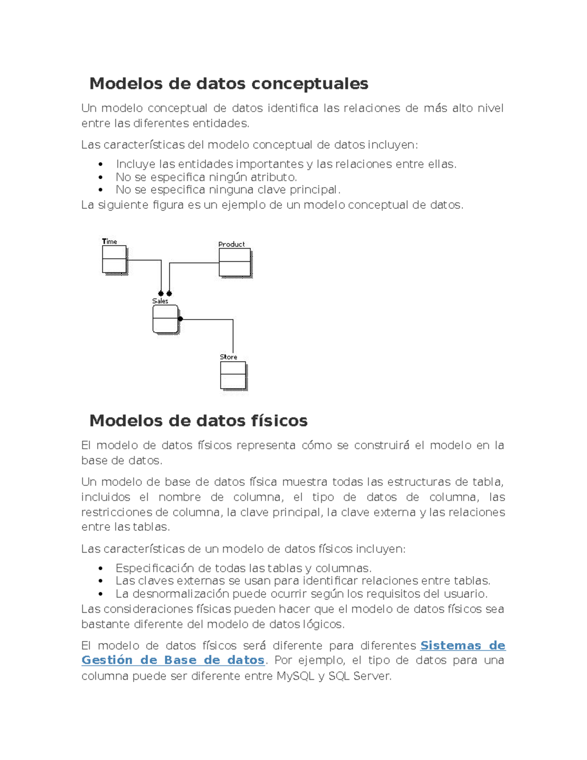 Modelos de datos conceptuales - Las características del modelo ...