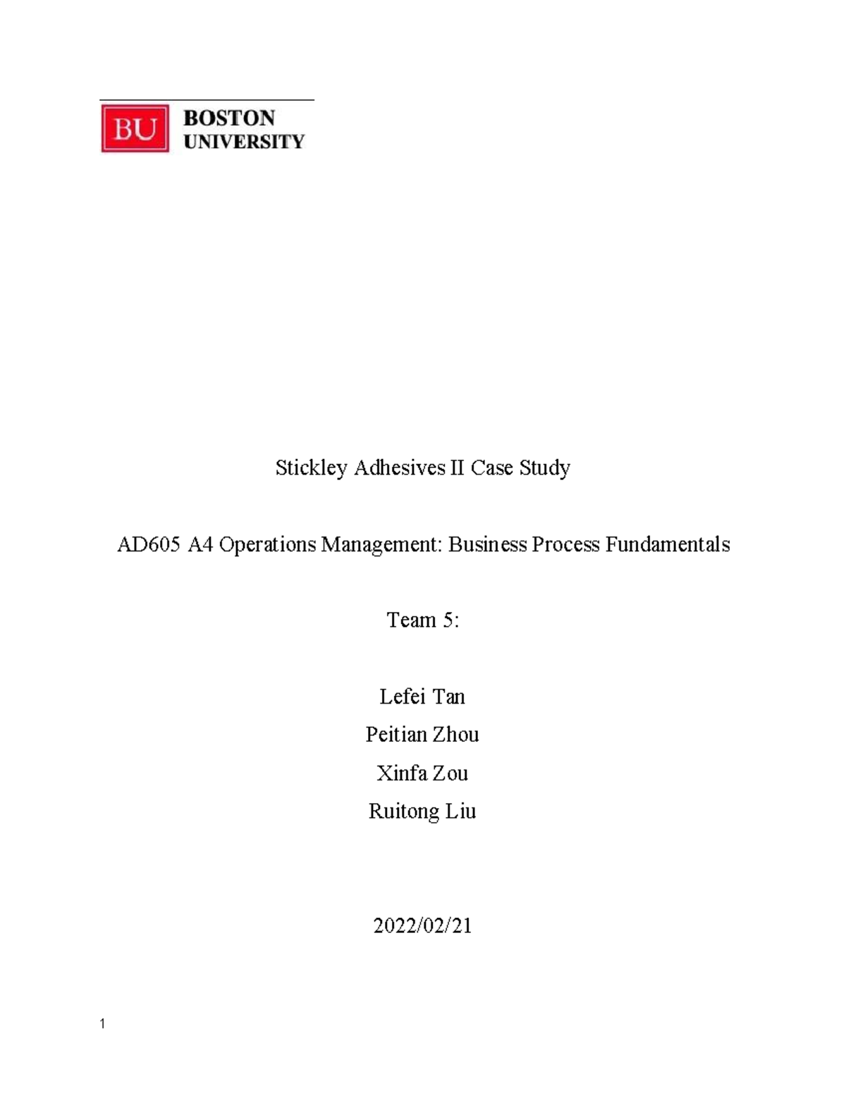 AD 605+Group 5+Case+Study+2 - Stickley Adhesives II Case Study AD605 A4 ...