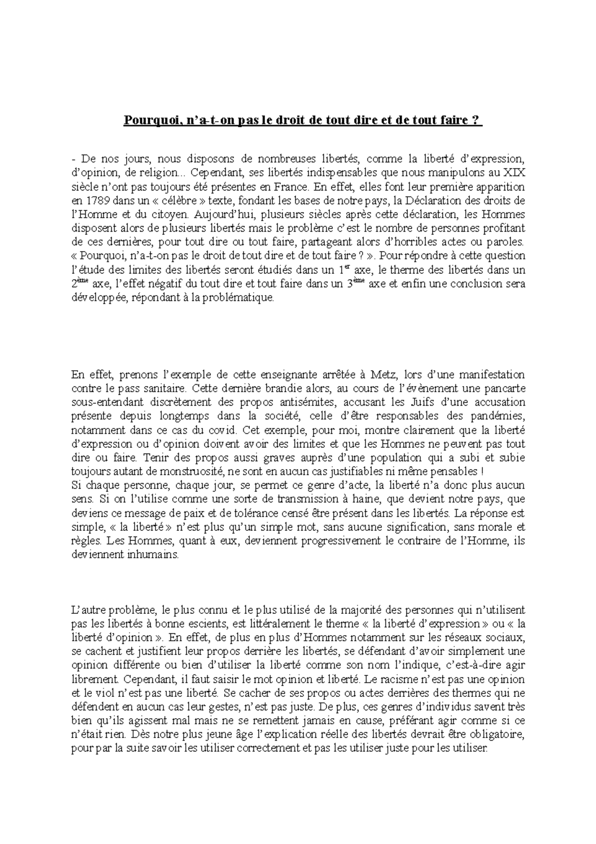 Emc - Pourquoi, n’a-t-on pas le droit de tout dire et de tout faire? De nos jours, nous ...