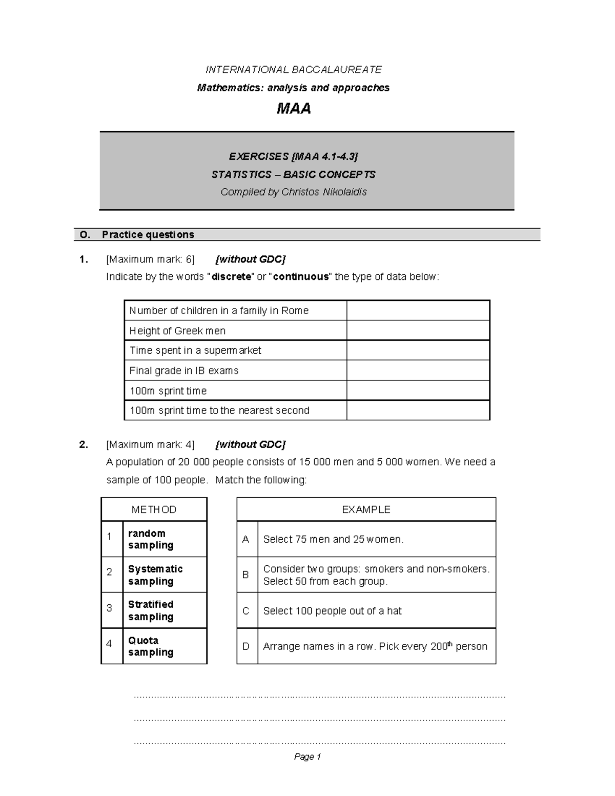[MAA 4.1-4.3] Statistics - Basic Concepts - INTERNATIONAL BACCALAUREATE ...