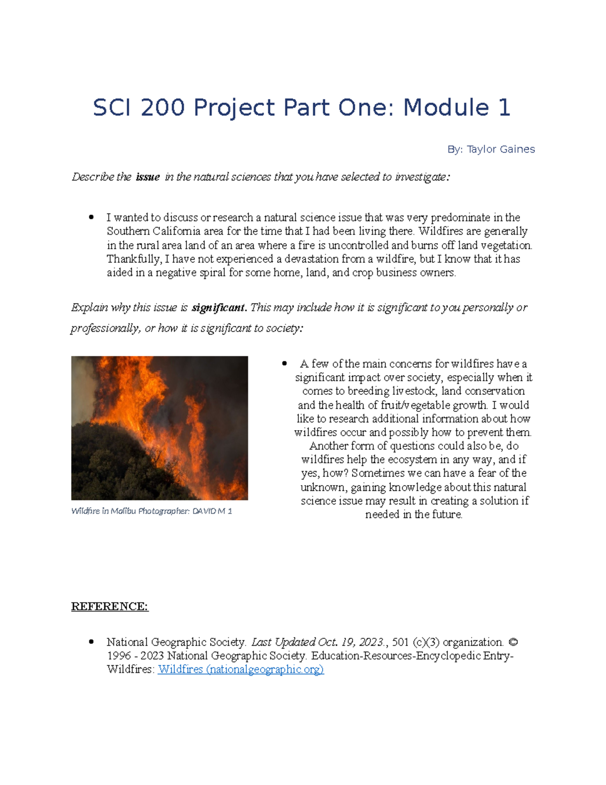 Natural Science Module 1 - SCI 200 Project Part One: Module 1 By ...
