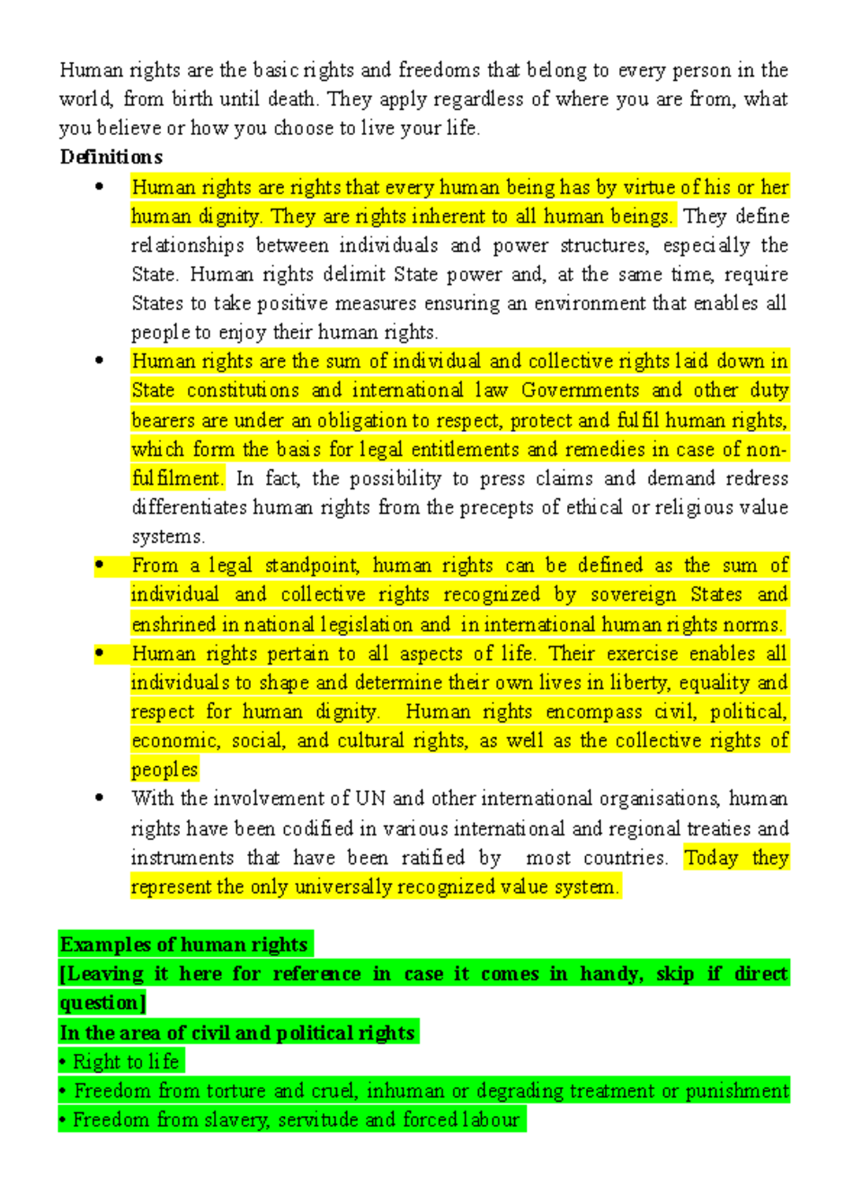 3. HR concept and definition - Human rights are the basic rights and ...