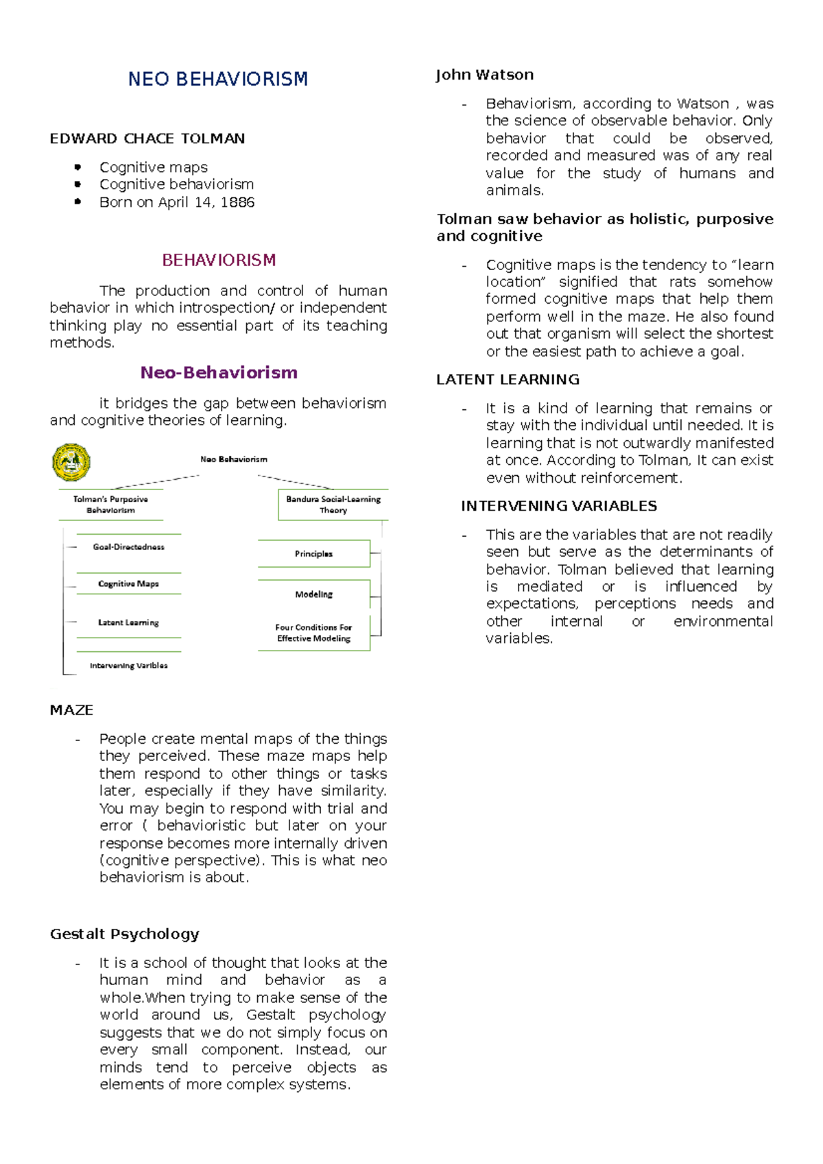 Profed. neoooooooo - CHILD - NEO BEHAVIORISM EDWARD CHACE TOLMAN ...
