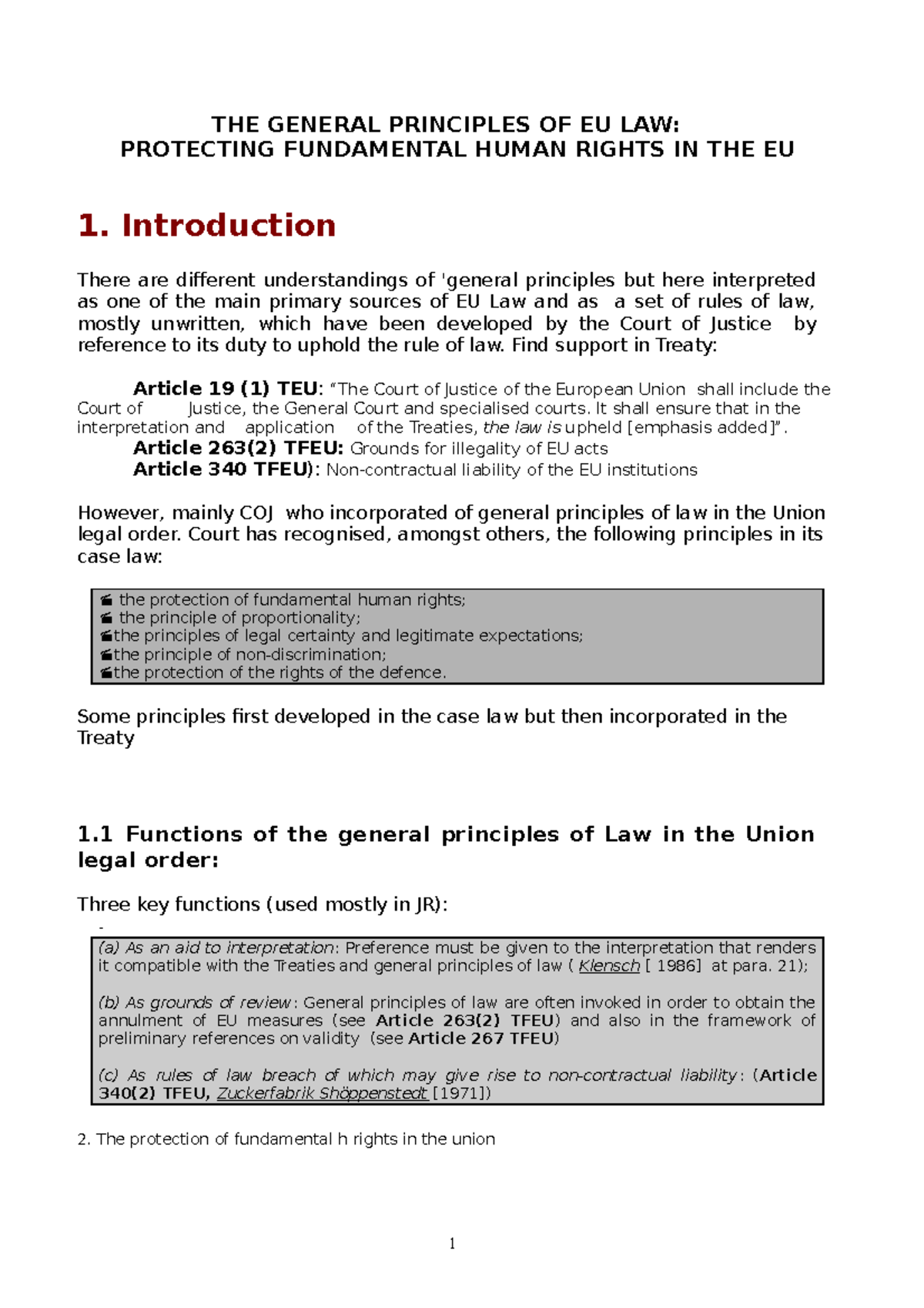 General principles of eu law revision 2011 - THE GENERAL PRINCIPLES OF ...