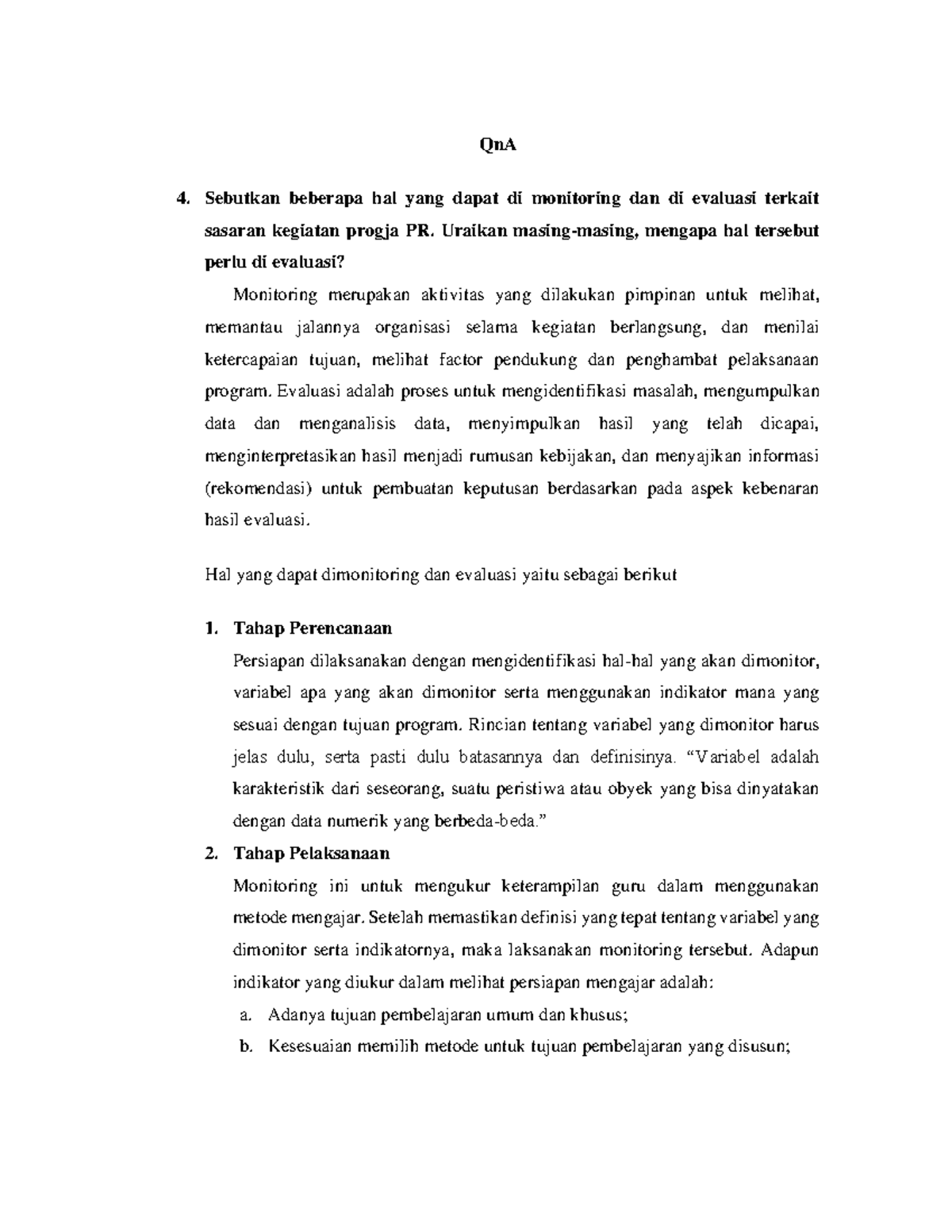 Point Penting pada Indeks Evaluasi dan Monitoring - QnA 4. Sebutkan ...