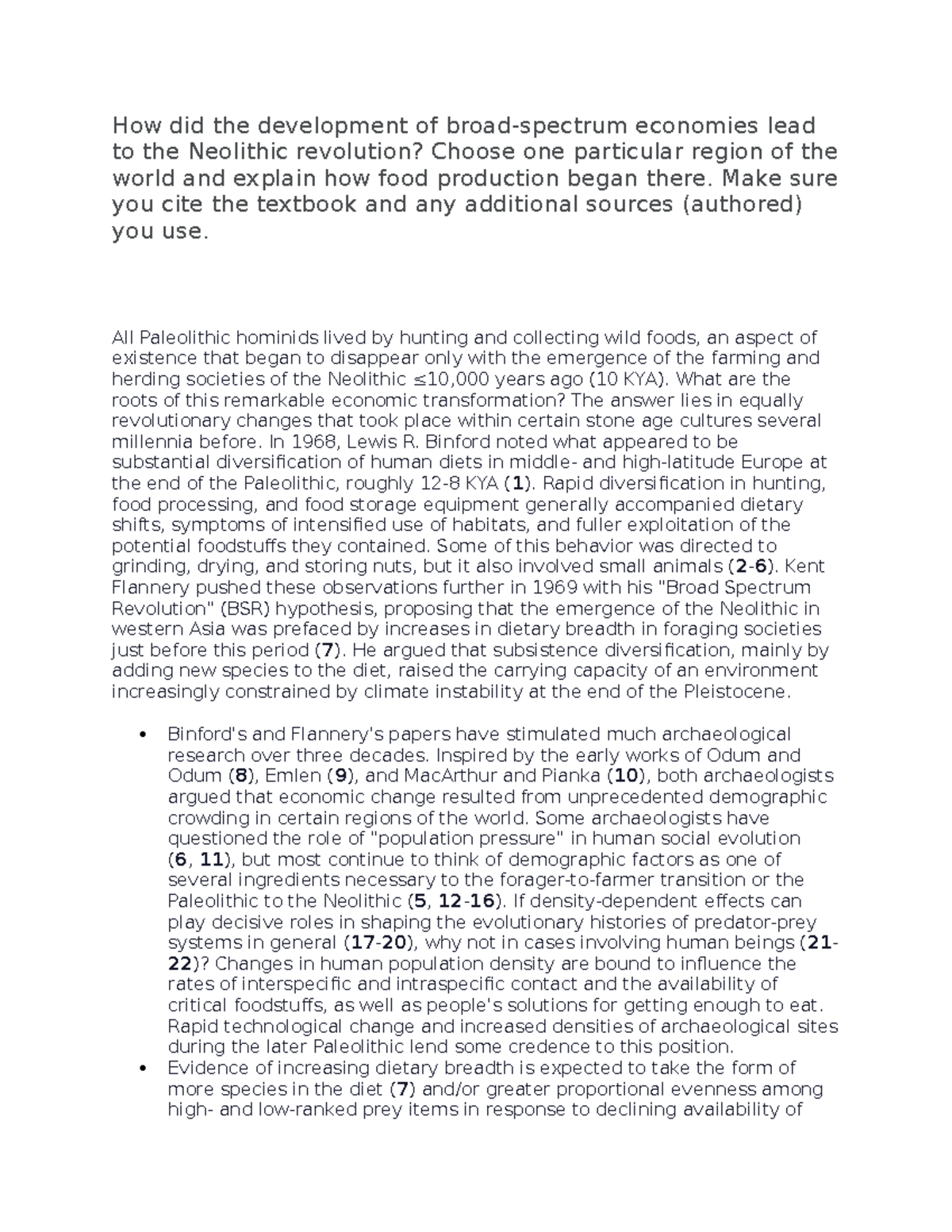 Discussion 6 - How did the development of broad-spectrum economies lead ...