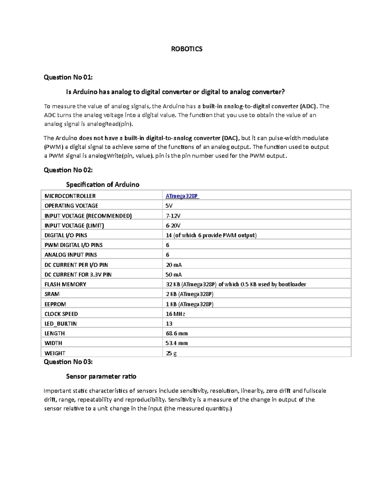 Robotics Arduino Robotics Question No 01 Is Arduino Has Analog To 0365