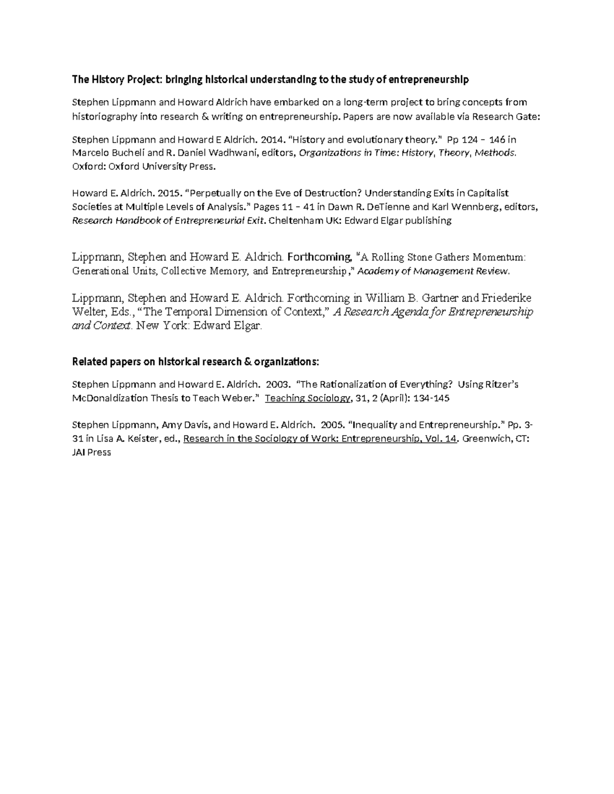 The History Project - Studying purposes - The History Project: bringing ...