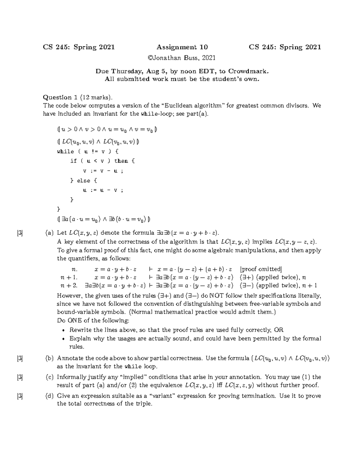 CS245-S21-A10 - Assignment 10 - CS 245: Spring 2021 Assignment 10 CS ...