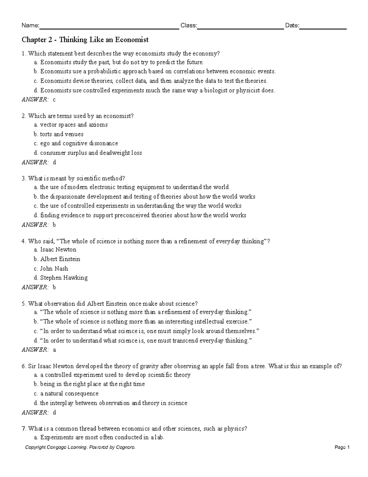 Chapter 2 Thinking Like an Economist - Chapter 2 - Thinking Like an ...