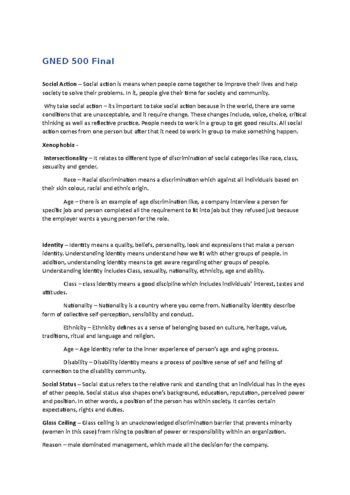 Exam GNED-500 - BUSN 119 Winter 2019 Agenda for Week No. 1 - GNED 500 ...