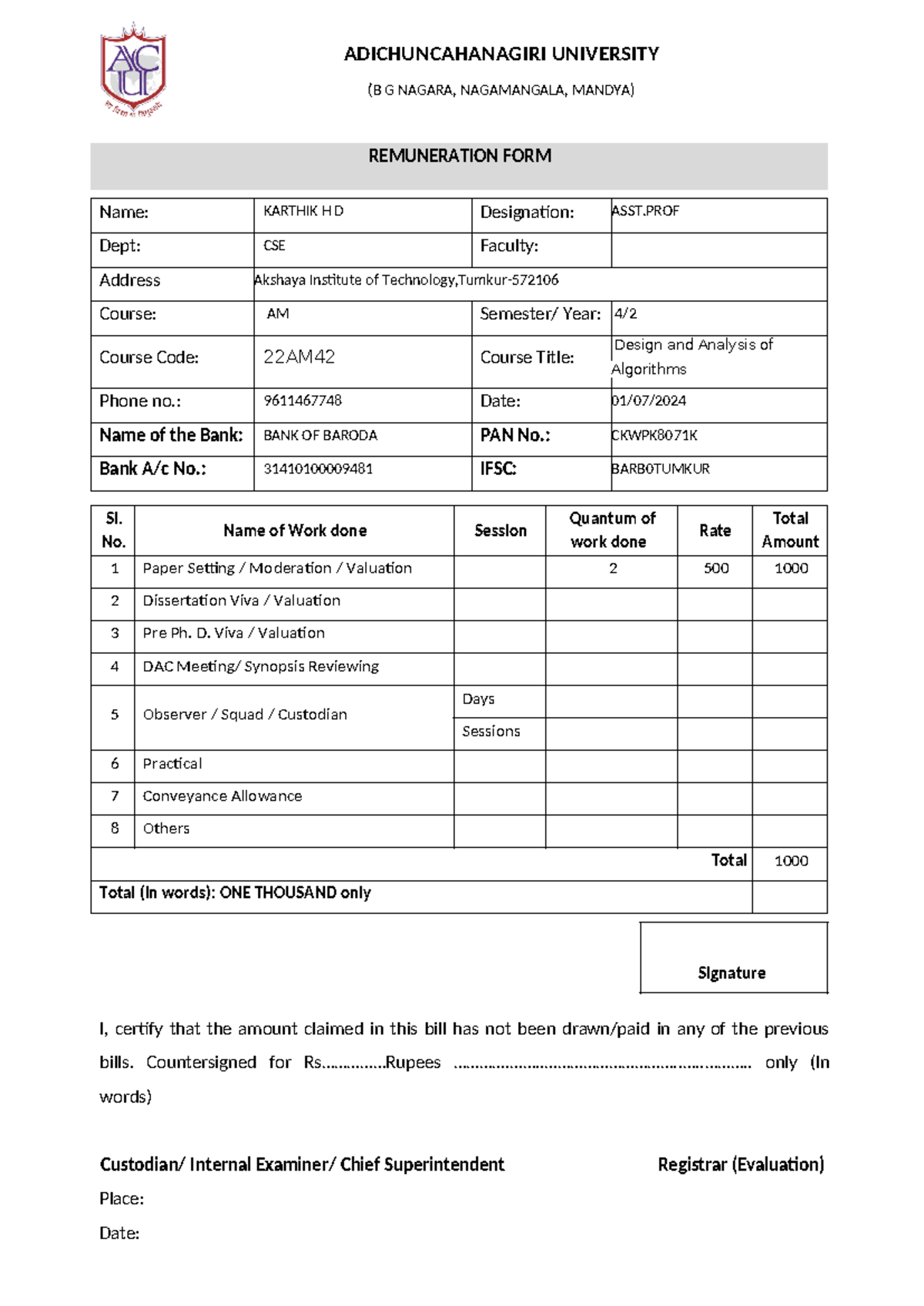 040 QP Setting Remuneration Format DAA - ADICHUNCAHANAGIRI UNIVERSITY ...