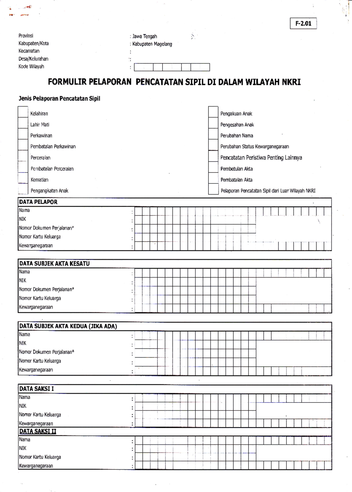 F201 - File f202 - .!{ Provinsi Kabupaten/Kota Kecamatan Desa/Kelurahan Kode Wilayah . .{ : Jawa ...