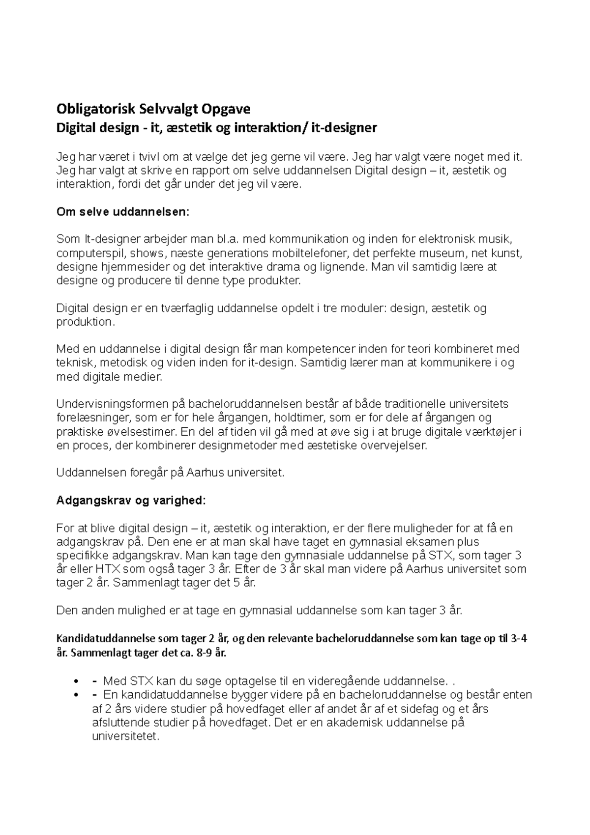 Obligatorisk Selvvalgt Opgave - Obligatorisk Selvvalgt Opgave Digital ...