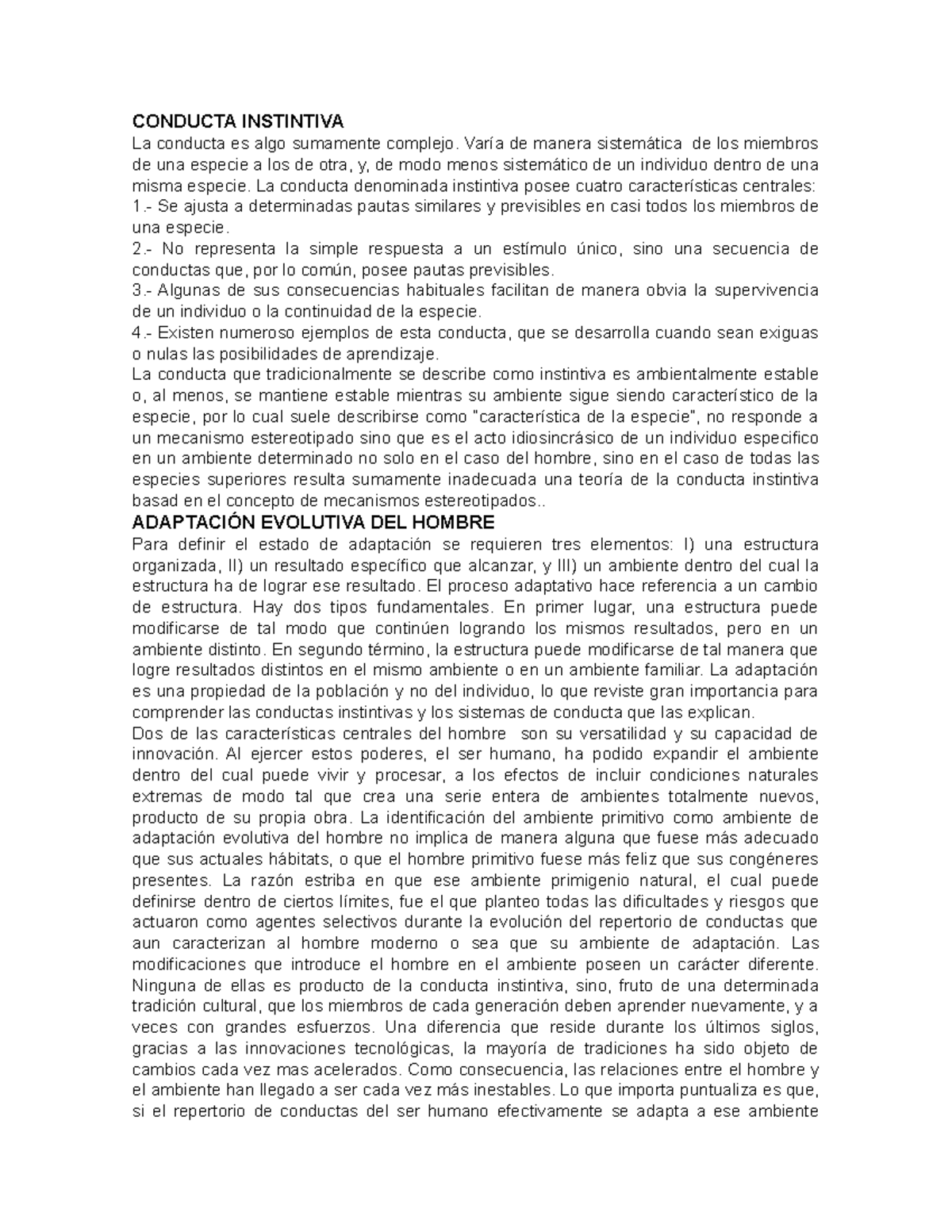 Conducta Instintiva - CONDUCTA INSTINTIVA La conducta es algo sumamente ...