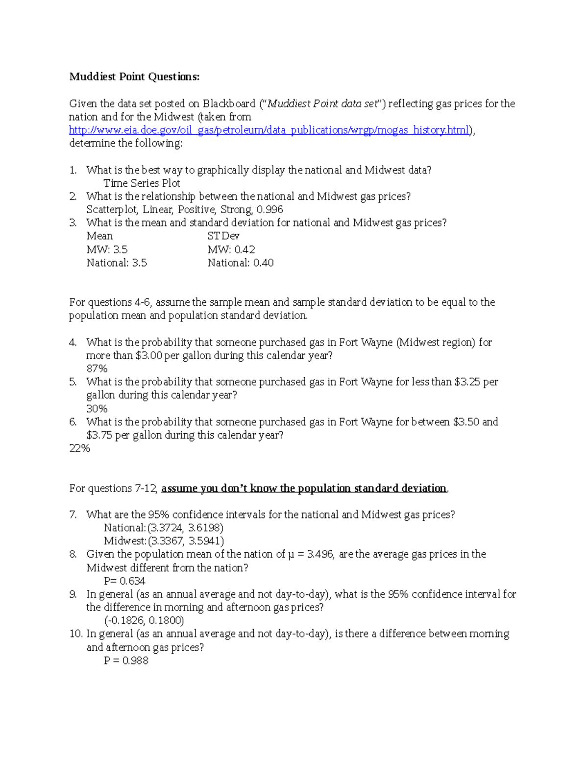 Muddiest Point Questions - Muddiest Point Questions: Given the data set ...