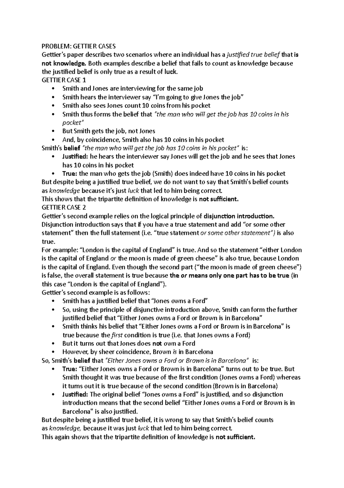 Problem gettier cases - PROBLEM: GETTIER CASES Gettier’s paper ...
