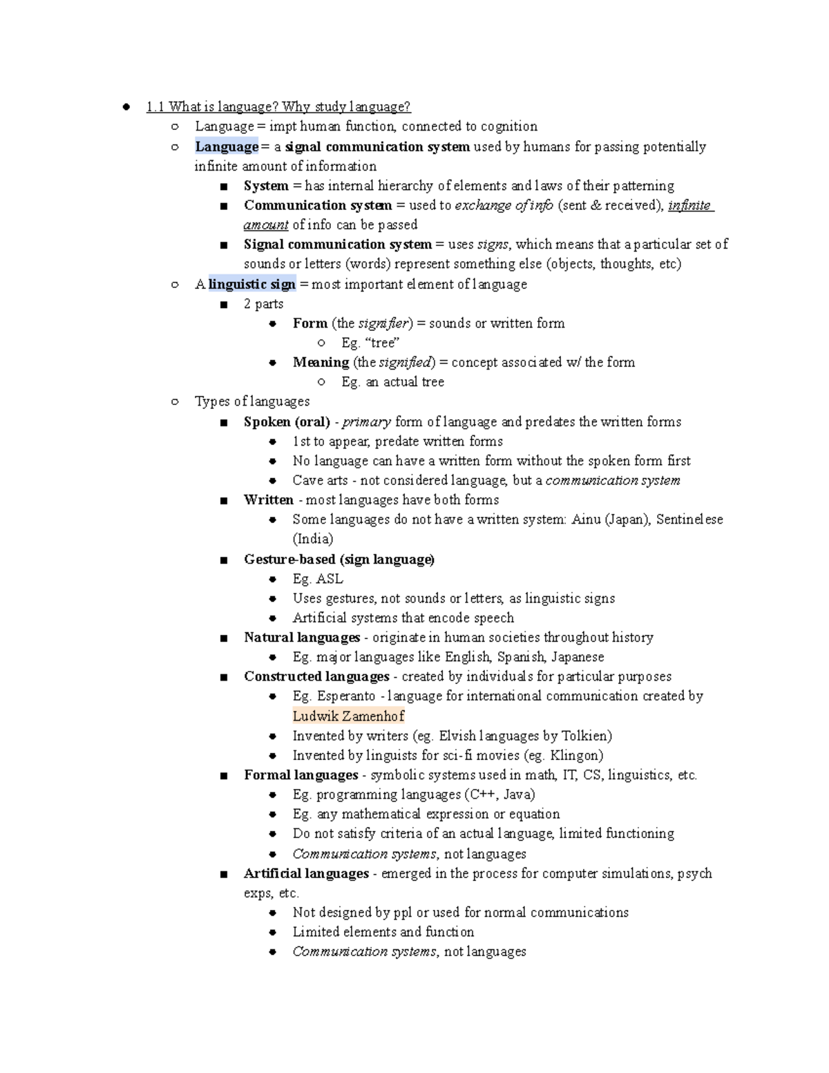 Chapter 1 Introduction - 1 What is language? Why study language ...