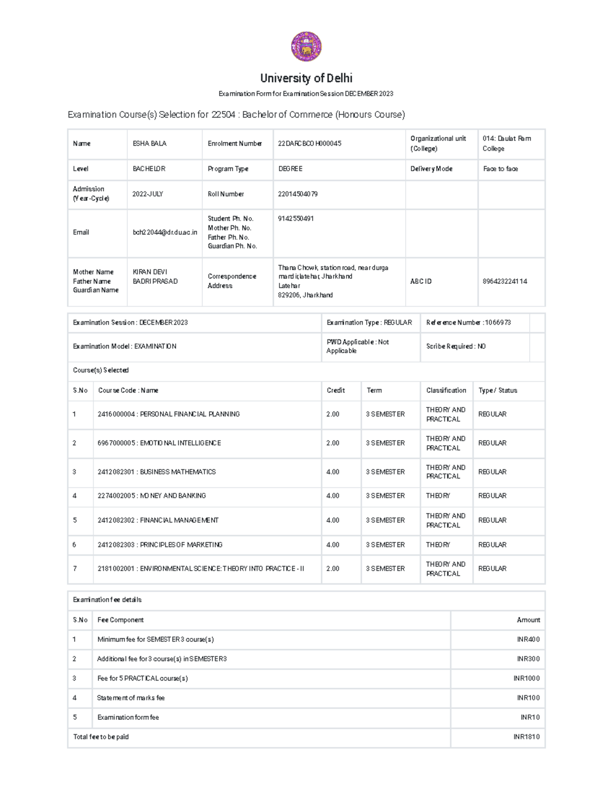 Notes of economics - Examination Course(s) Selection for 22504 ...