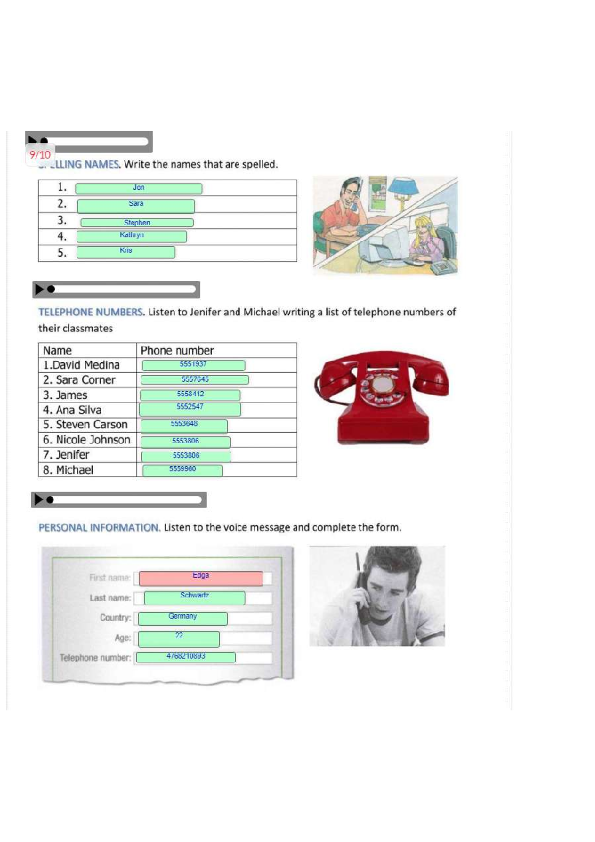U2 Lesson B Interaction Listening Spelling Names AND Phone Numbers ...