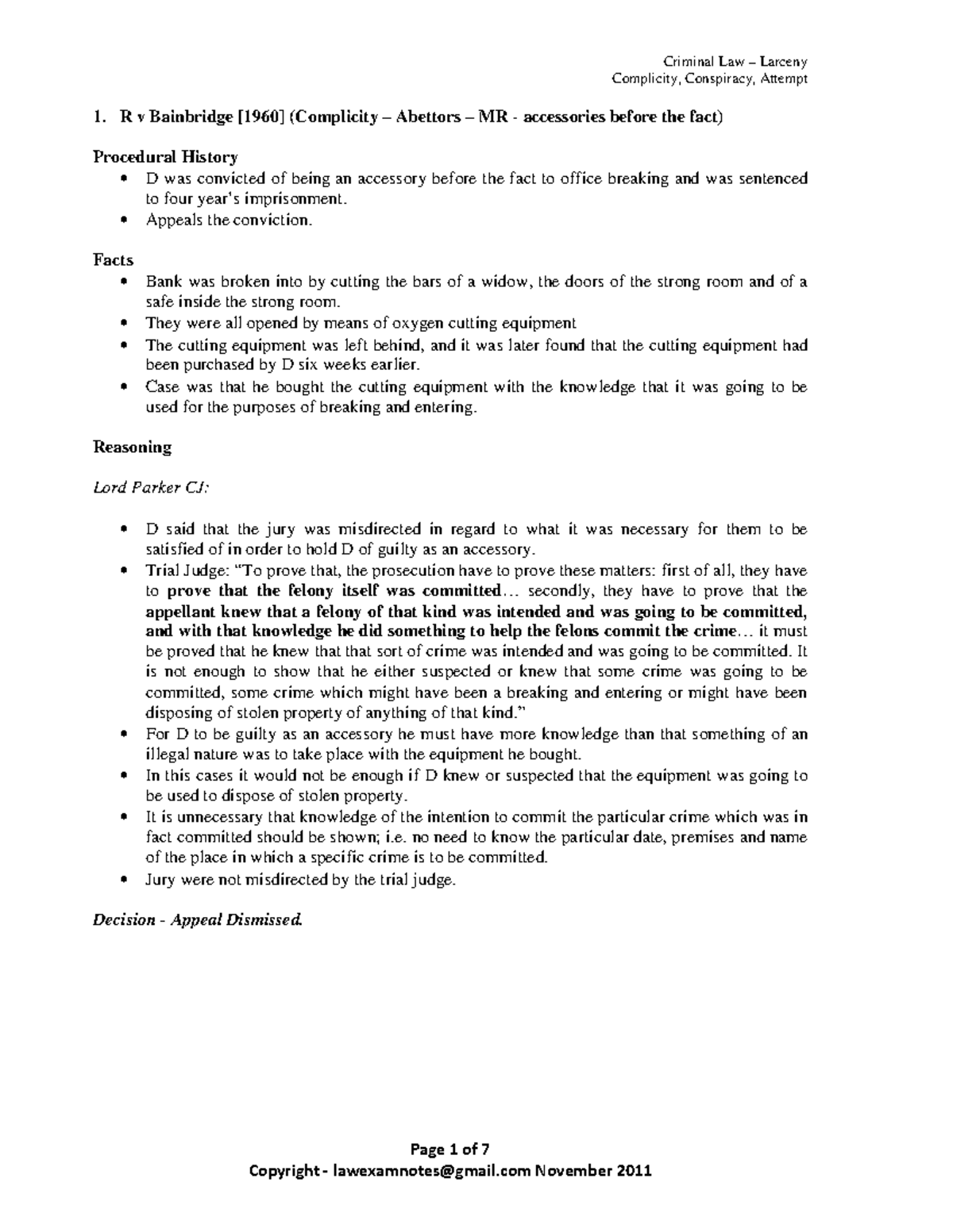 criminal-law-case-notes-complicity-conspiracy-attempt-7-pages