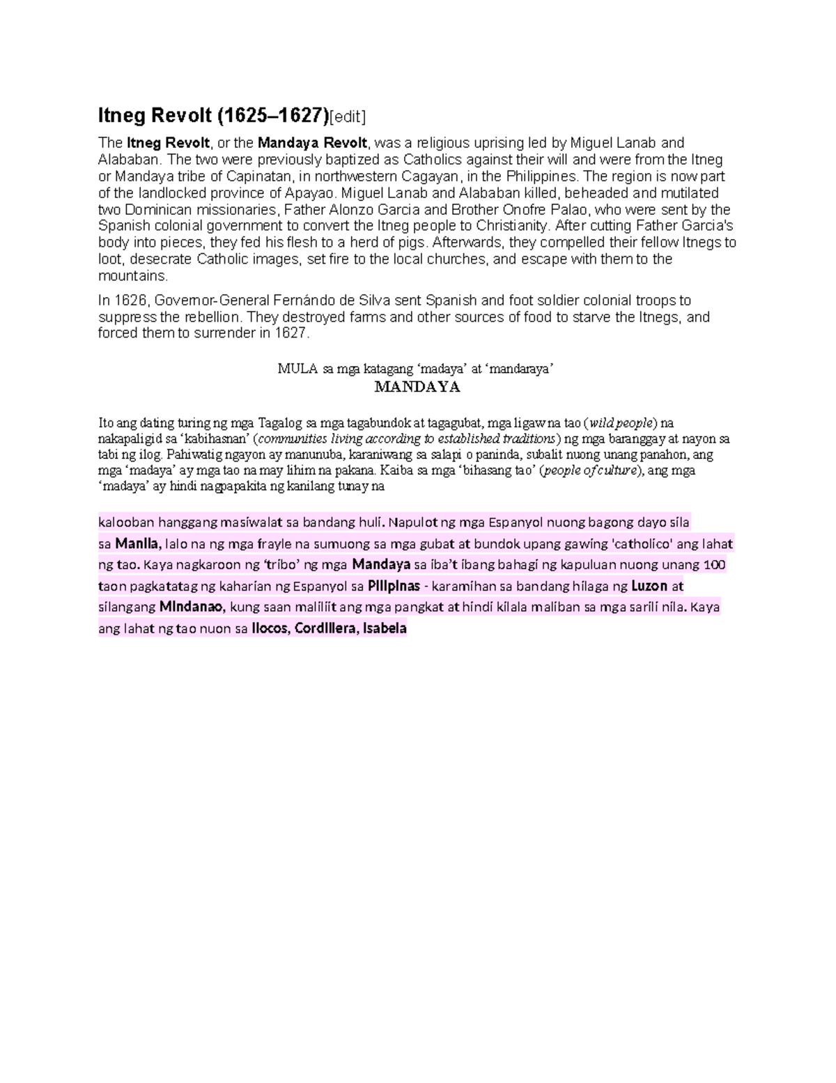 Itneg Revolt Itneg Revolt - Itneg Revolt (1625–1627)[edit] The Itneg ...