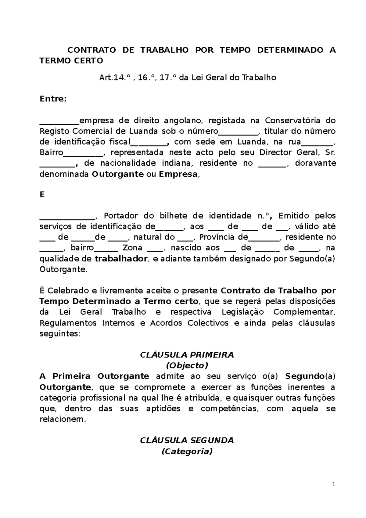 Contrato DE Trabalho POR Tempo Determinado A Termo Certo - CONTRATO DE TRABALHO POR TEMPO - Studocu