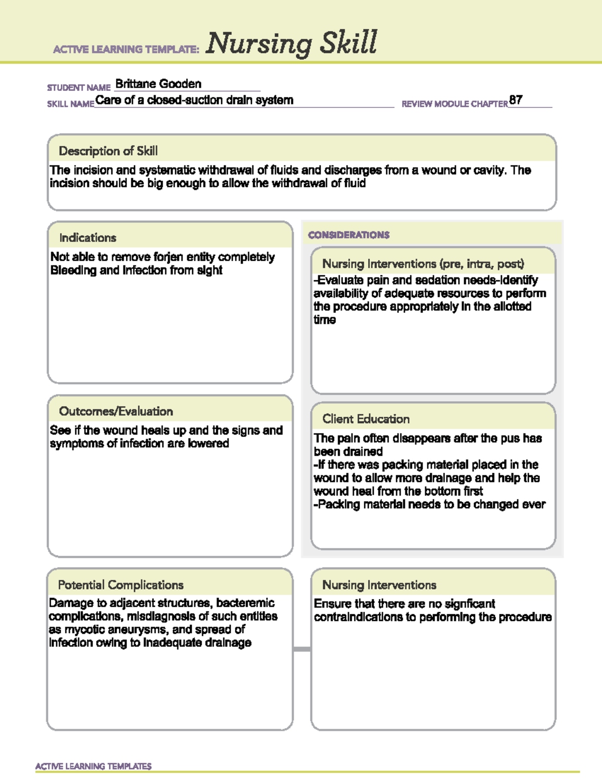 Care of a closed suction drain system - ACTIVE LEARNING TEMPLATE ...