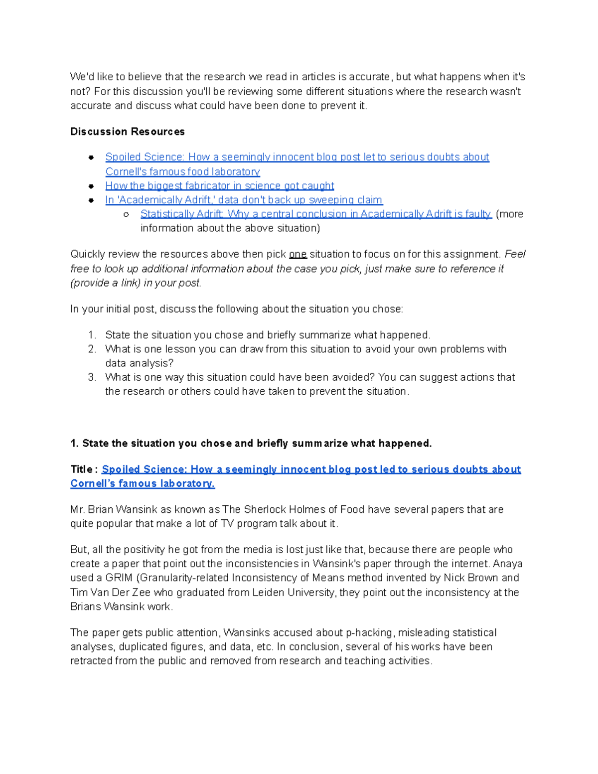 EVS 514 Module 5 AND 6 Discussion - We'd like to believe that the research we read in articles ...