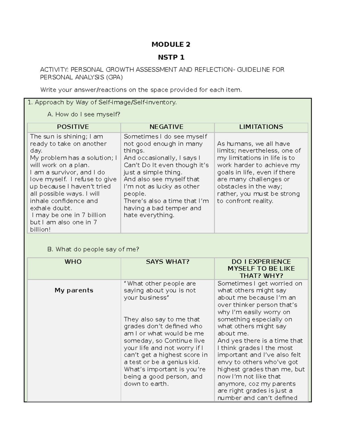 NSTP 1 PERSONAL GROWTH ASSESSMENT AND REFLECTION GUIDELINE FOR nstp-1-personal-growth-assessment-and-reflection-guideline-for