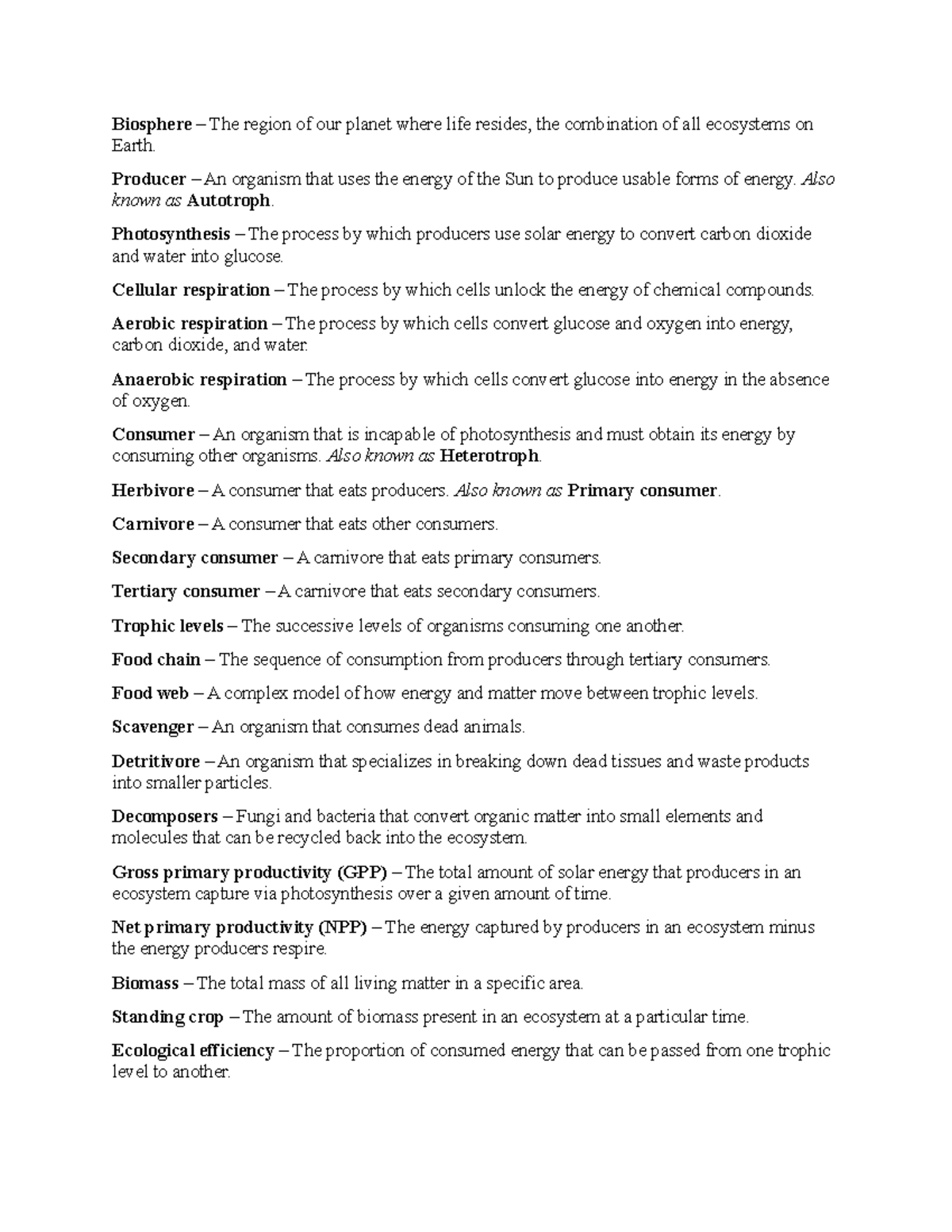 Basics of Environmental science Vocab - Biosphere – The region of our ...